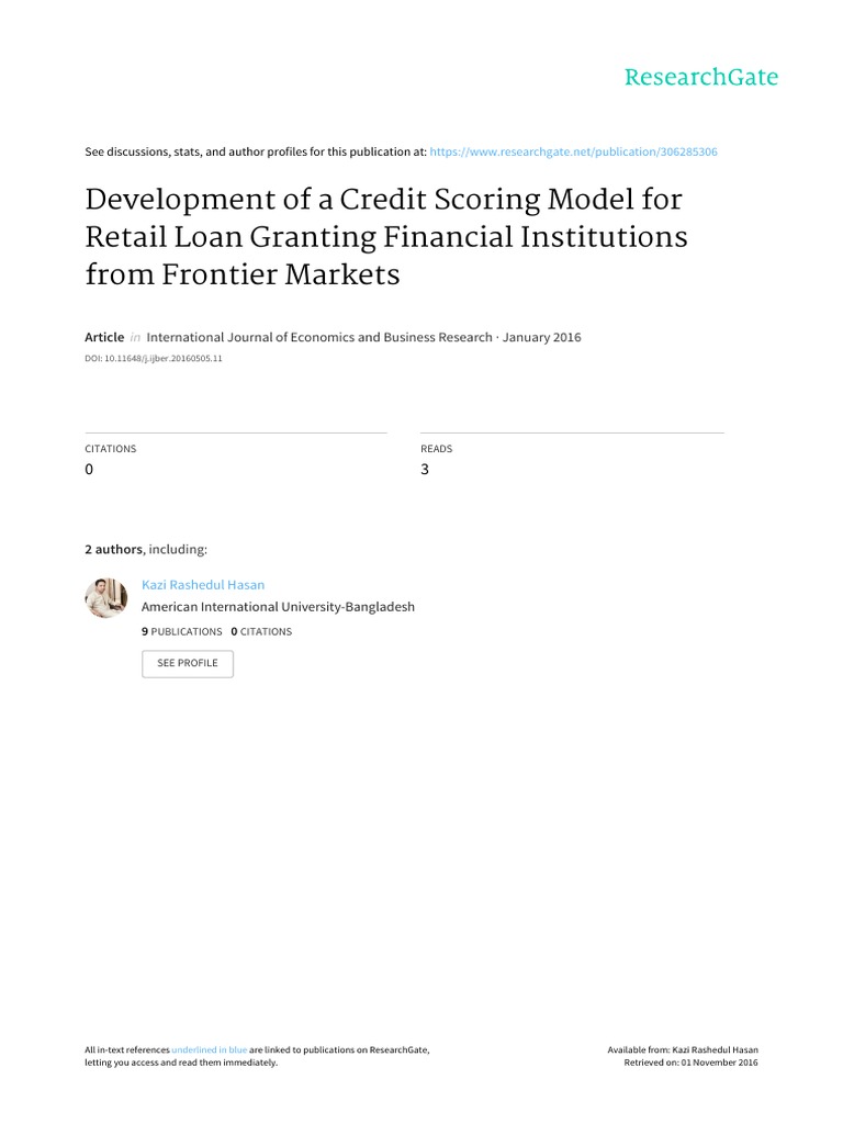 Development of A Credit Scoring Model For Retail Loan Granting ...