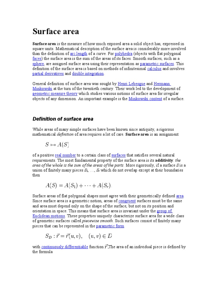 Surface Area | PDF | Surface Area | Statistics