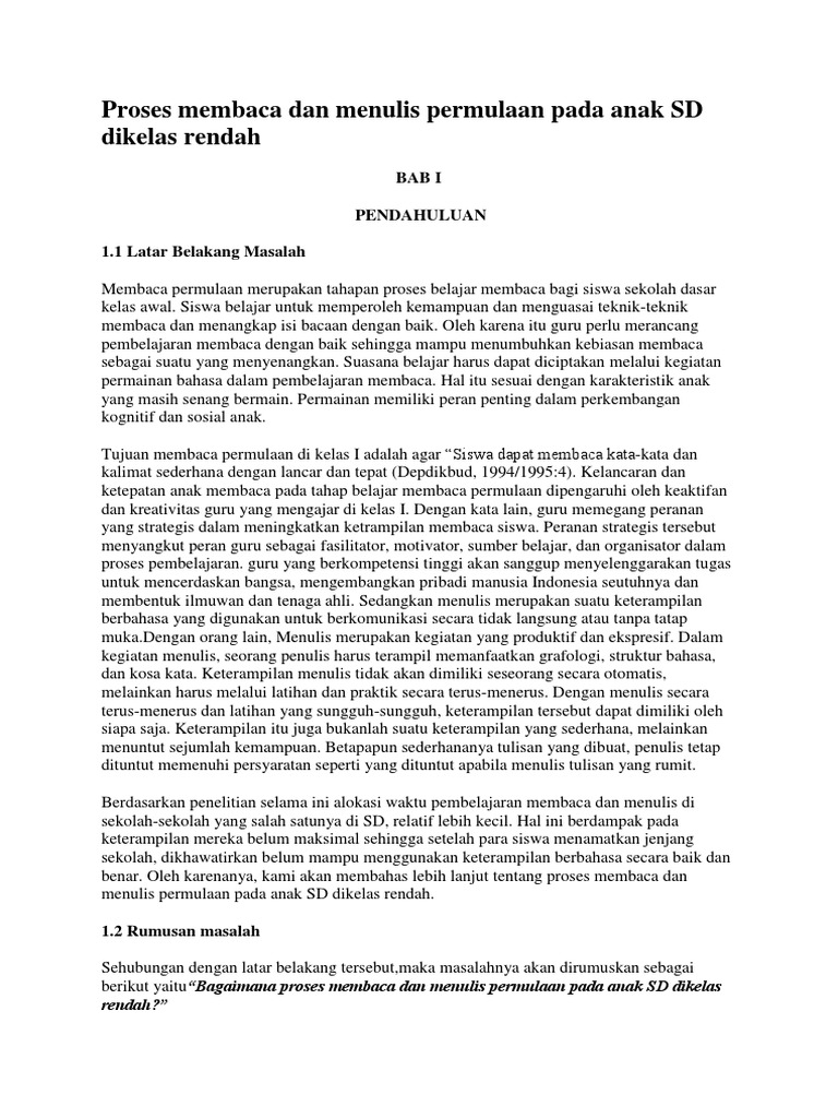 Langkah Pembelajaran Menulis Kelas 1 SD | PDF | Karier & Perkembangan