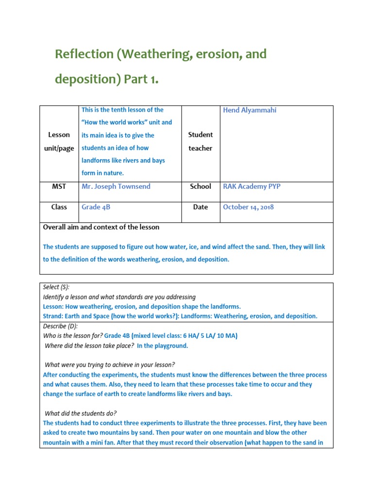 Reflection of Weathering and Erosion - Part 1 | PDF | Mountains ...