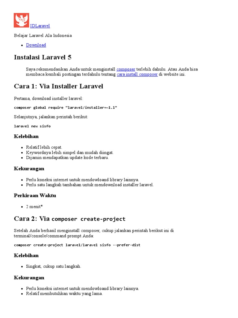 Tutorial Laravel Bahasa Indonesia | PDF