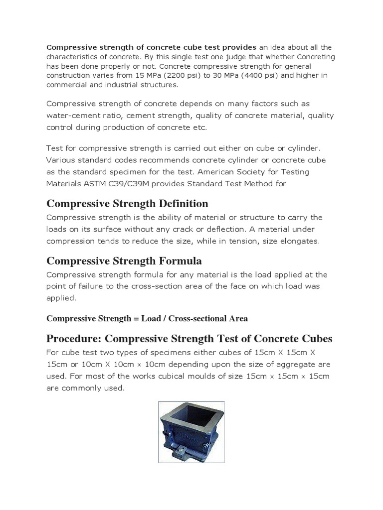 Compressive Strength of Concrete Cube | PDF | Concrete | Materials