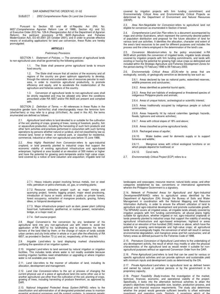 DAR Rules of Procedure On Land Use Conversion | PDF | Resource ...