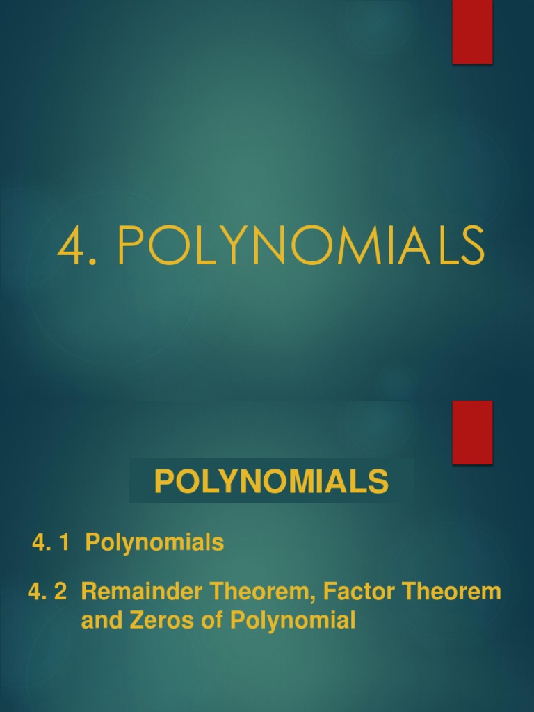 LECTURE 1 of 4 | PDF | Polynomial | Division (Mathematics)