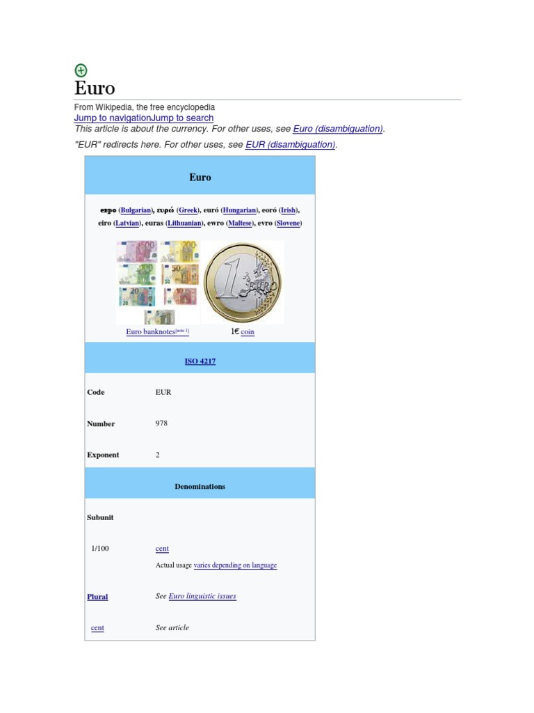 Jump To Navigationjump To Search | PDF | Eurozone | Euro