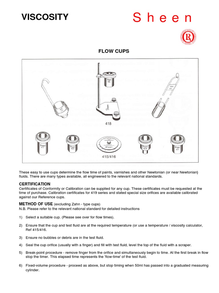 Flow Cups | Viscosity | Soft Matter | Free 30-day Trial | Scribd