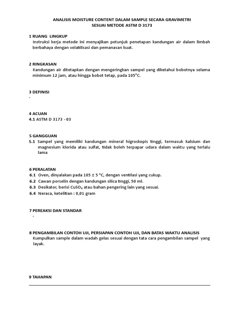 Moisture Content ASTM D 3173 | PDF