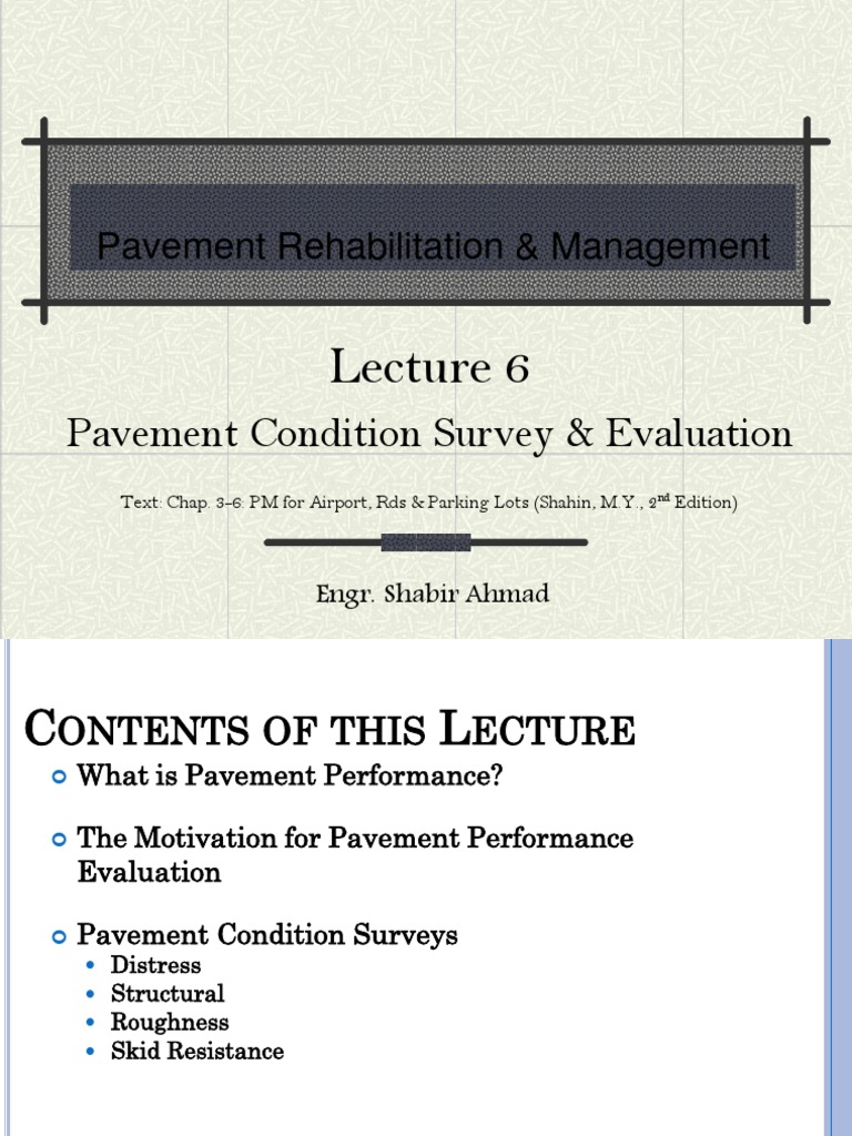 Pavement Condition Survey Evaluation, Lecture 6 | PDF | Road Surface ...