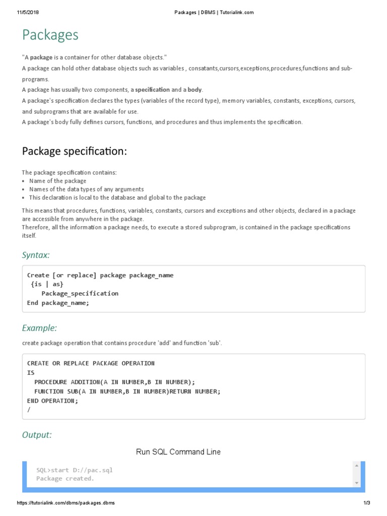 Packages: Package Specifica On | PDF | Subroutine | Variable (Computer Science)