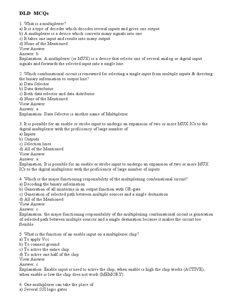 DLD MCQs | PDF | Electronics | Electronic Engineering