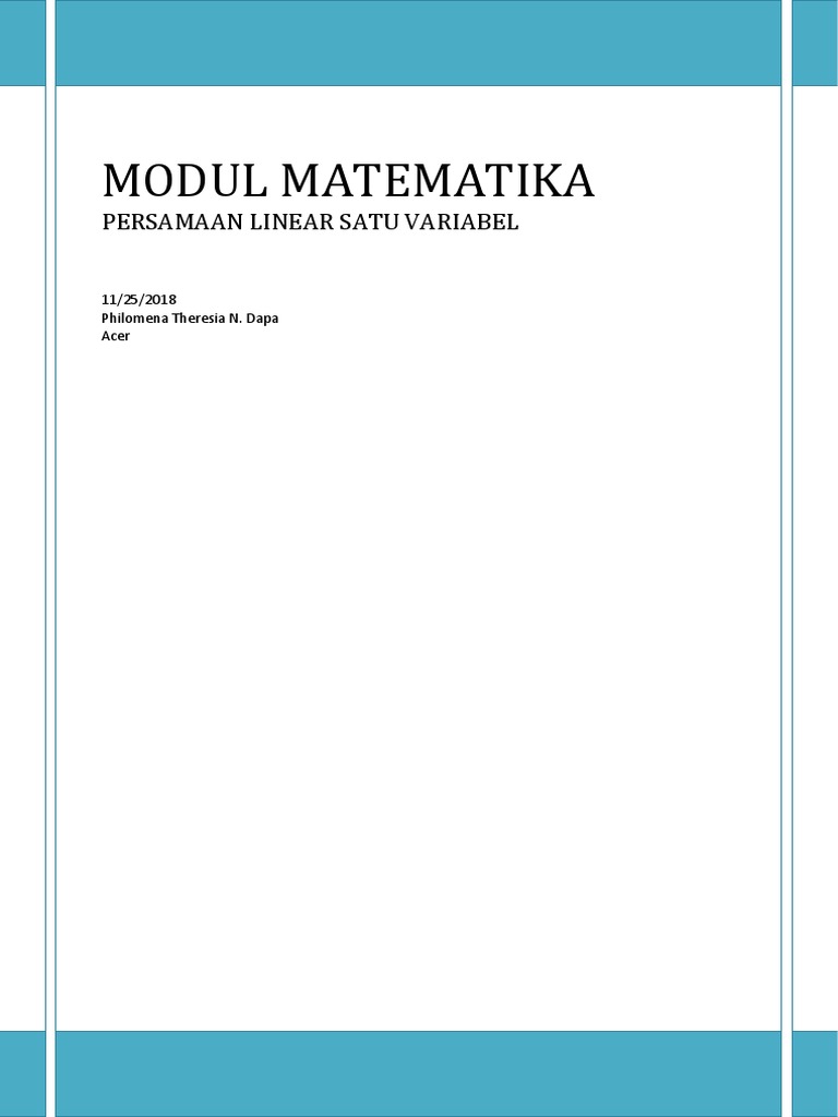 Modul Persamaan Linear Satu Variabel | PDF