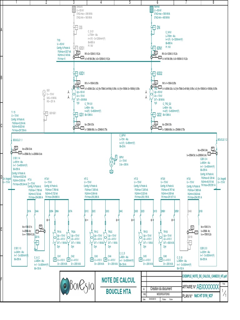 Synoptique Note de Calcul Caneco HT Boucle Hta | PDF