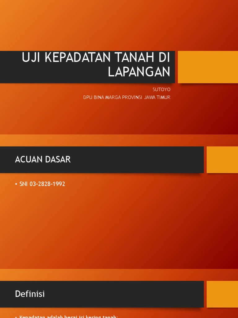 Uji Kepadatan Tanah Di Lapangan | PDF