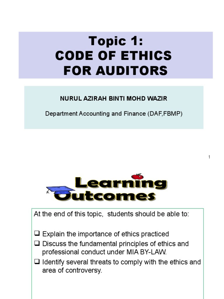 1) Code of ethics for auditors.ppt | Confidentiality | Audit