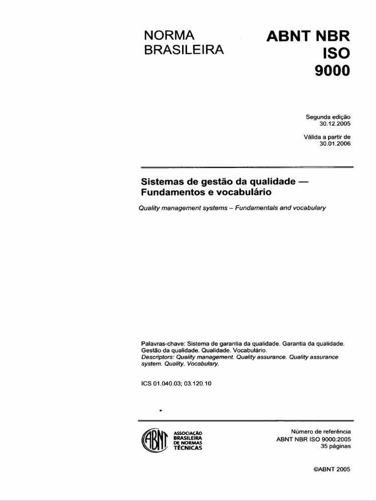 NBR Iso 9000 2005 PDF | PDF
