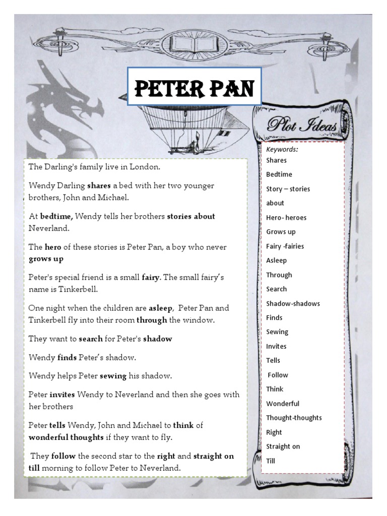 Peter Pan story about the boy who never grows up | PDF | Wendy Darling ...