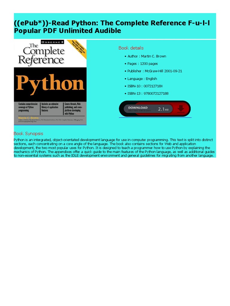 Python The Complete Reference Pdf