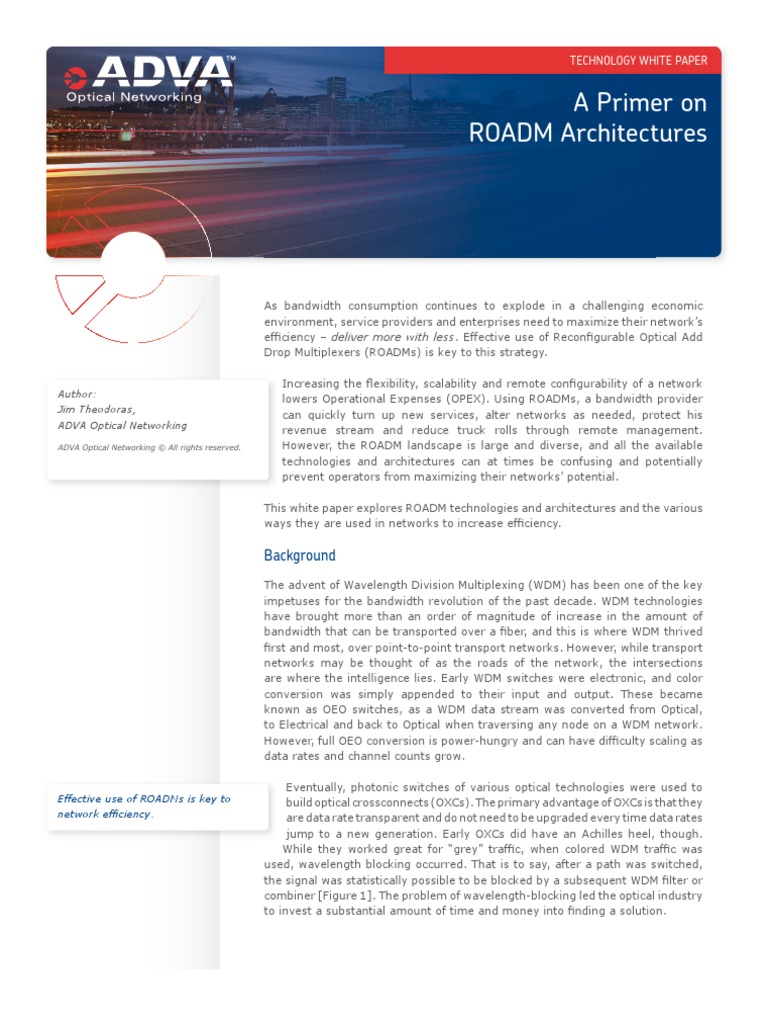 A Primer On ROADM Architectures | PDF | Wavelength Division ...