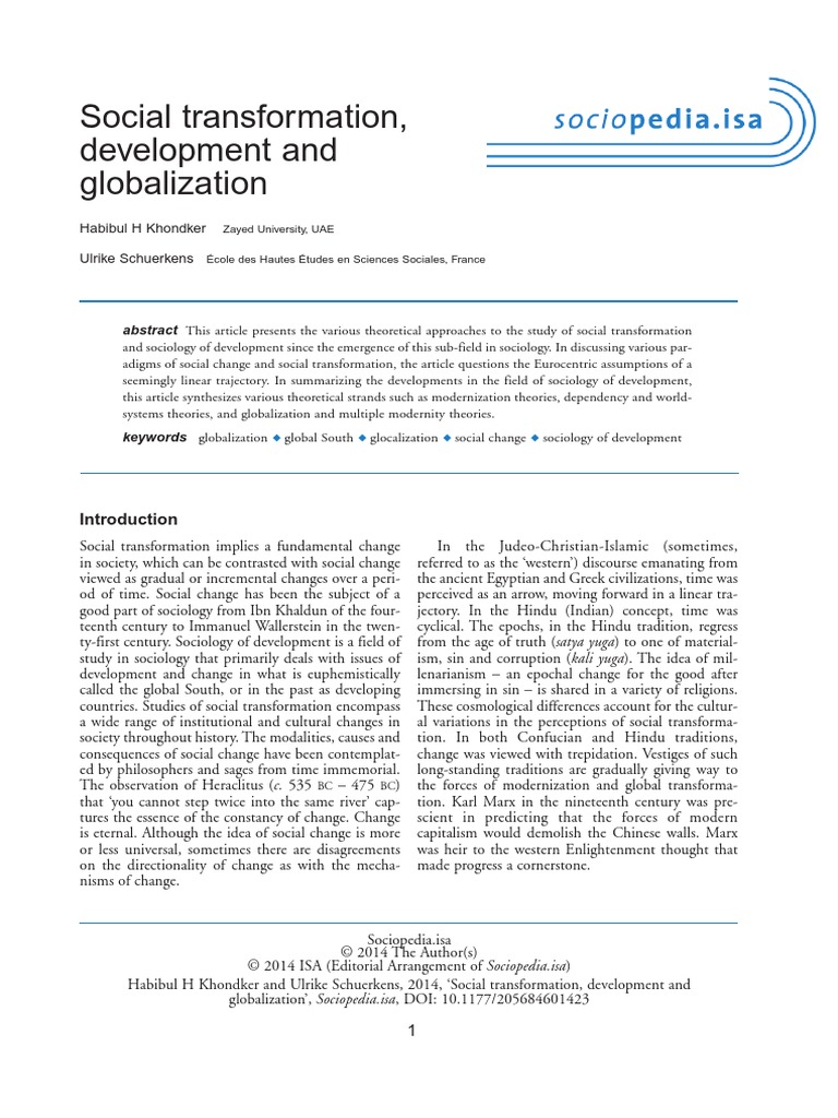 Social Transformation, Development and Globalization | PDF ...