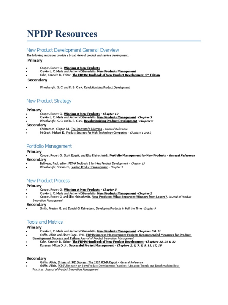 NPDP Resources | PDF | Innovation | Economies