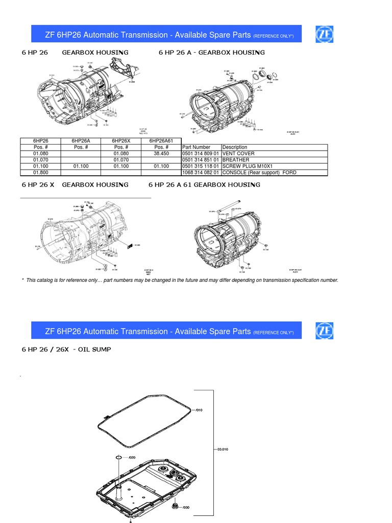 ZF 6HP26 Spare Parts | PDF