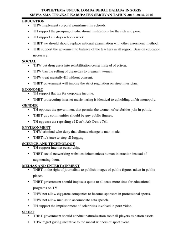 Motion English Debate | PDF