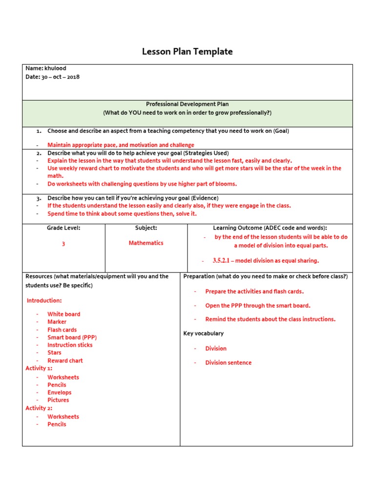 Lesson Plan 4 | PDF | Lesson Plan | Motivation
