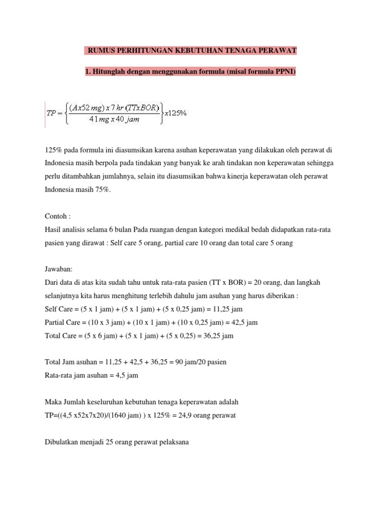 Rumus Kebutuhan Tenaga Perawat | PDF | Pengembangan Diri | Kesehatan ...