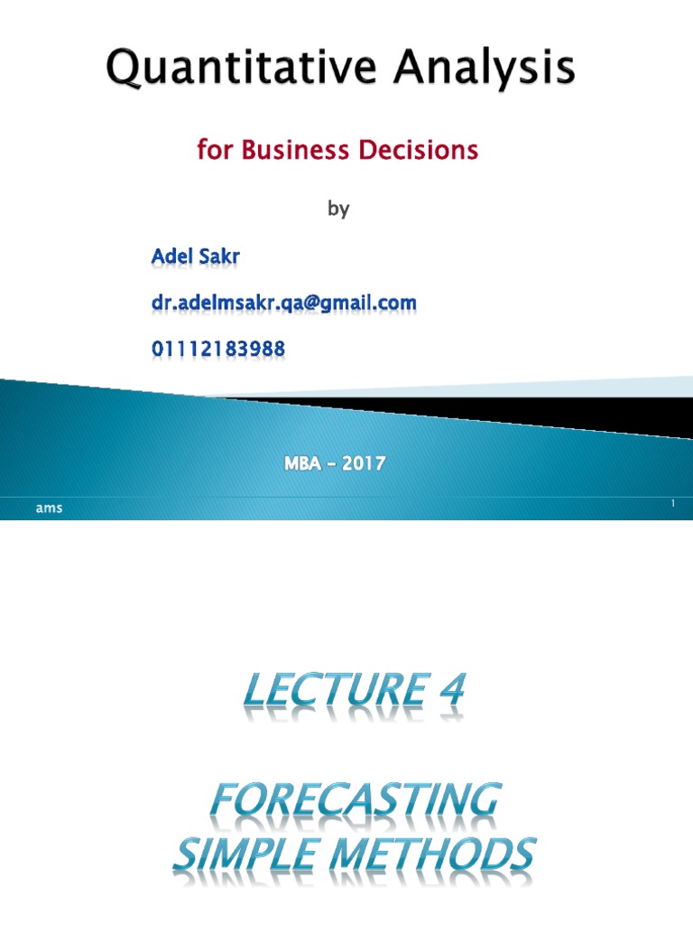 QA Lecture4 Forecasting | PDF | Forecasting | Errors And Residuals