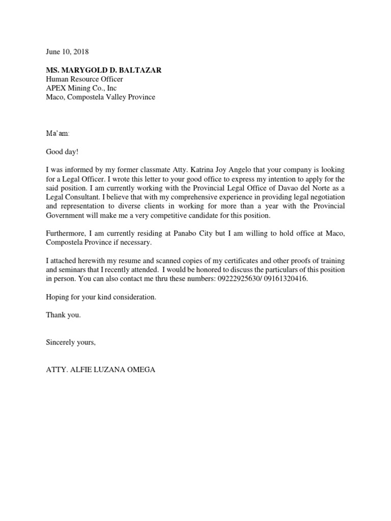 Application for Legal Officer Position | PDF