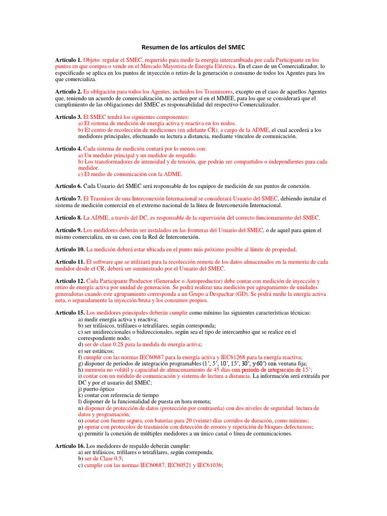 Resumen de Los Artículos Del SMEC | PDF | Medición | Almacenamiento de datos de la computadora