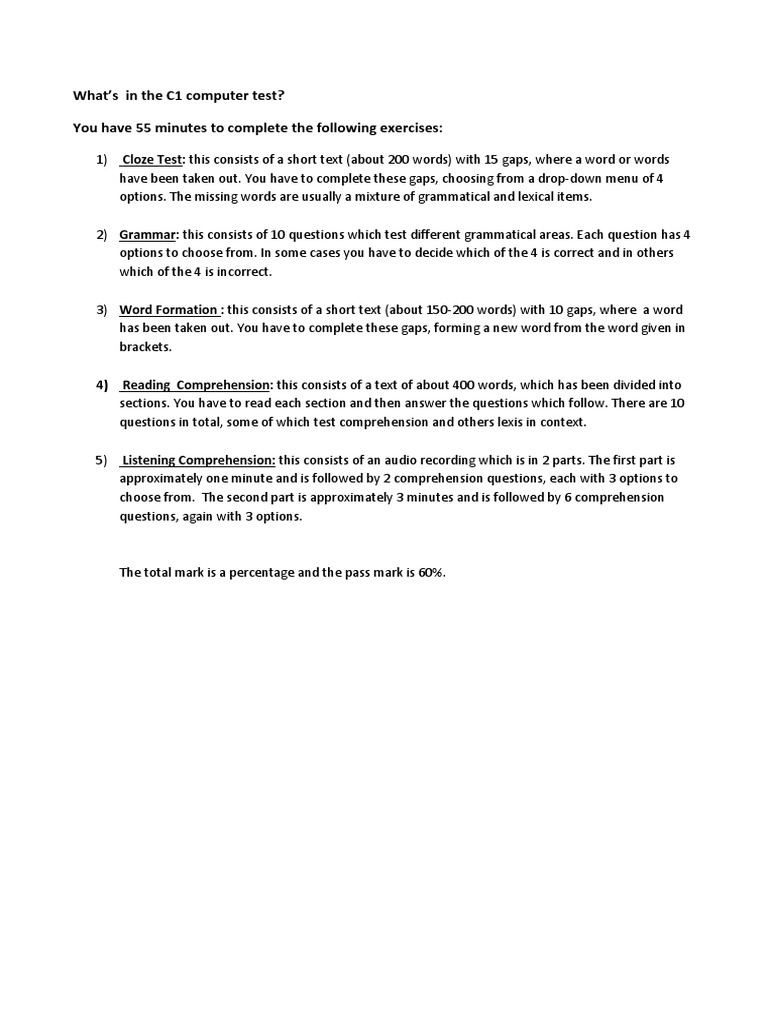 c1 Computer Test Components | PDF | Foreign Language Studies