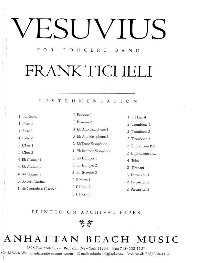 Frank Ticheli - Vesuvius PDF