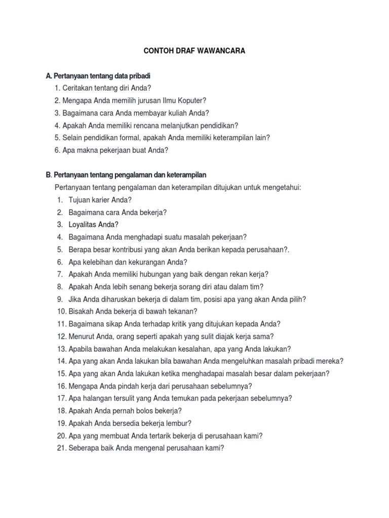 Contoh Draf Wawancara | PDF