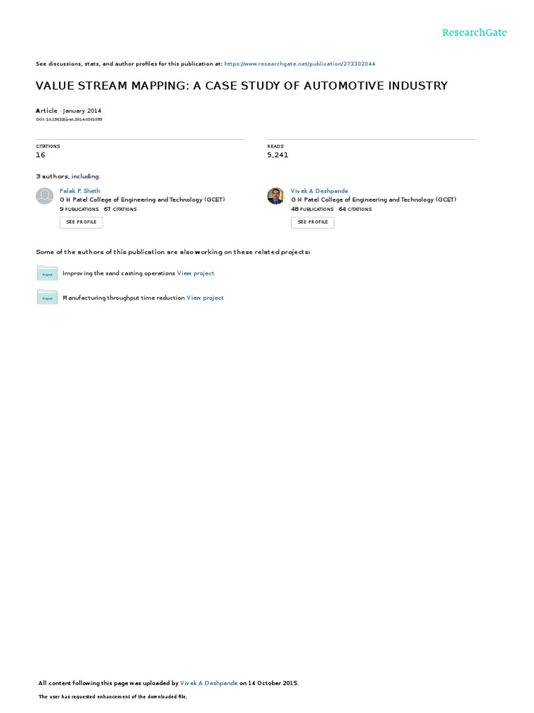 Value Stream Mapping: A Case Study of Automotive Industry: January 2014 ...