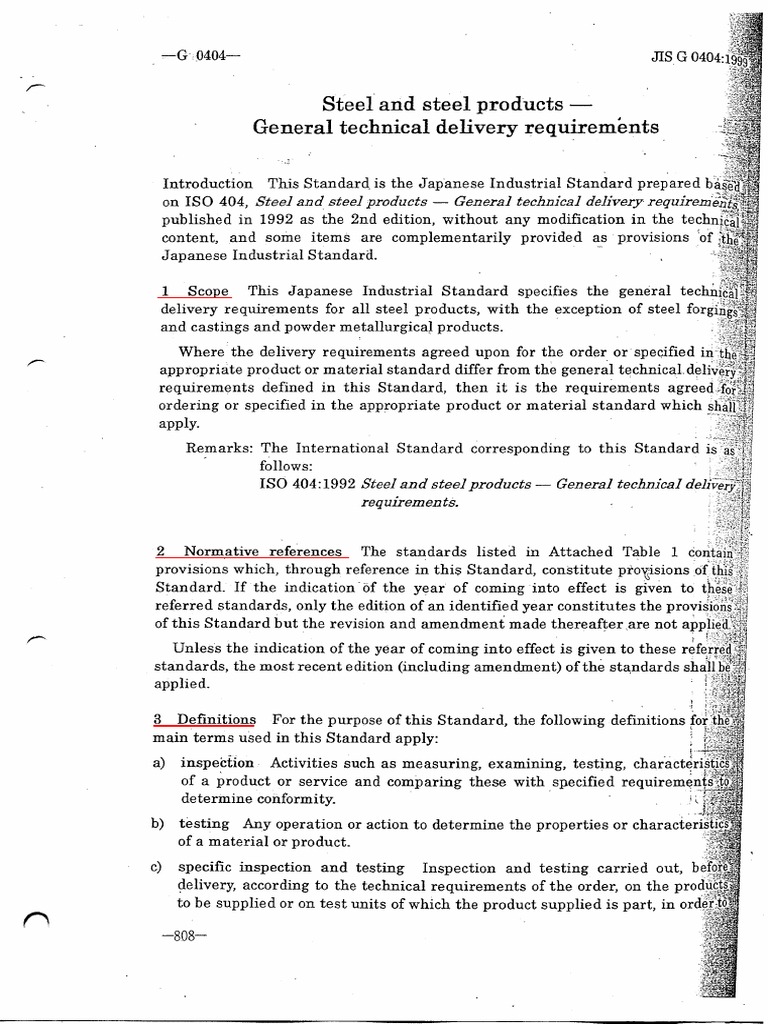 JIS G 0404-1999 (Outdated-Currently 2005) PDF | PDF