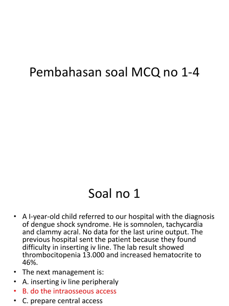 Pembahasan Soal MCQ No 1-4 | PDF | Intravenous Therapy | Medical Specialties