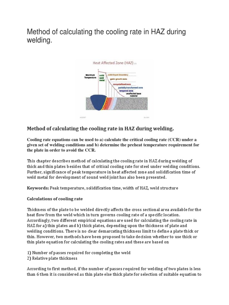 Method of Calculating The Cooling Rate in HAZ During Welding | Download ...