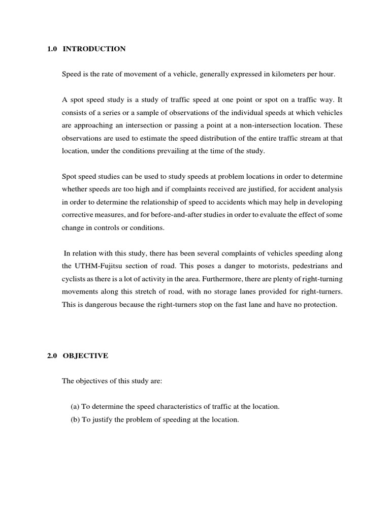 Lab Report Spot Speed Study | PDF | Traffic | Transportation Engineering