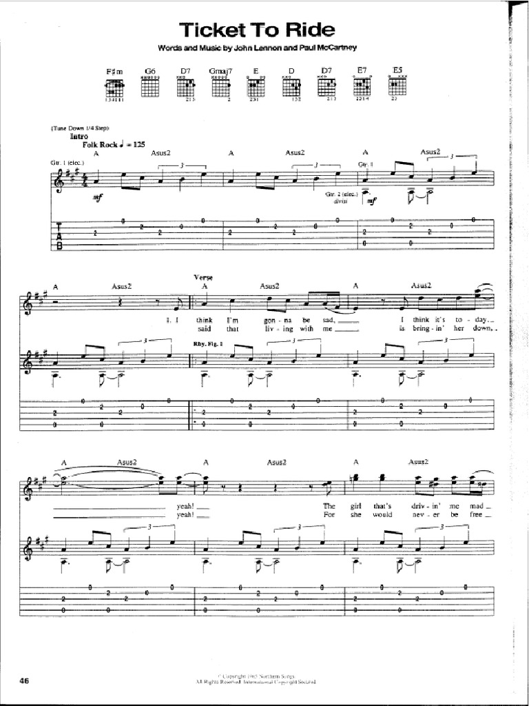 Beatles - Ticket To Ride | PDF