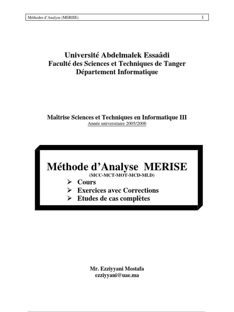Cours de Merise | PDF | Entité | Informatique