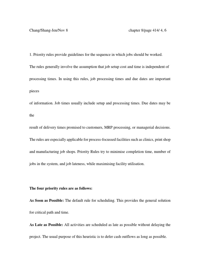 Job Scheduling Priority Rules Explained | PDF | Mathematical ...