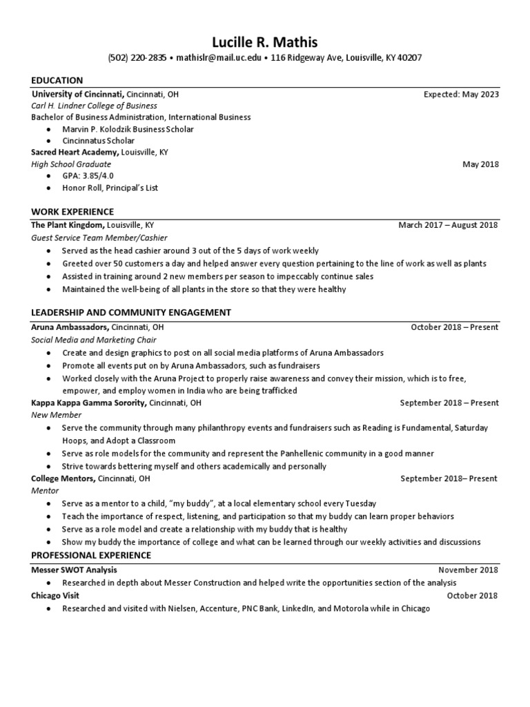 Lucy Mathis Resume 2 | PDF | Behavior Modification