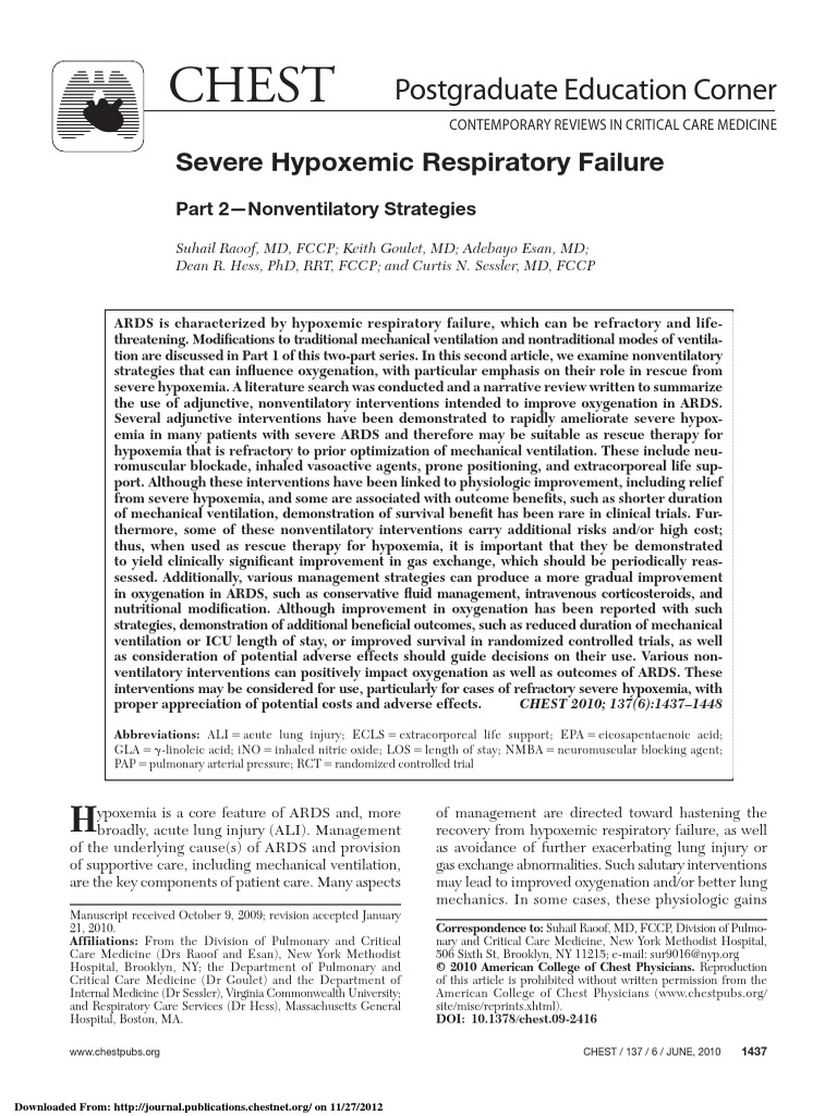 RESP Failure in The ICU 2 | PDF | Randomized Controlled Trial ...