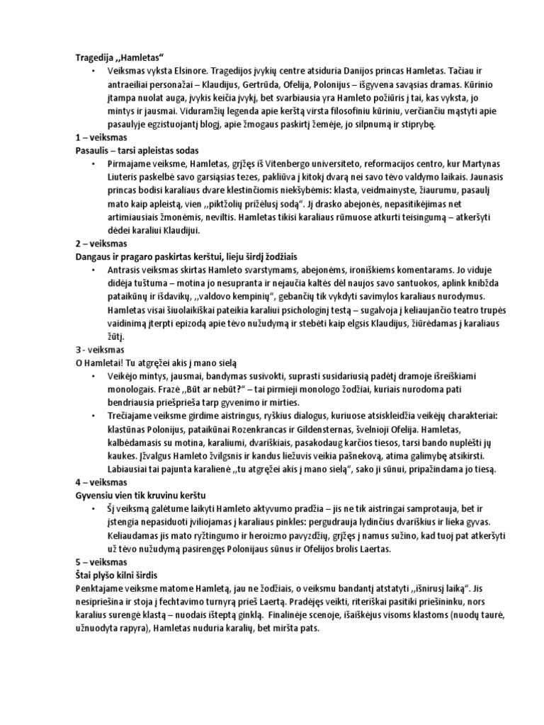 Viljamas Šekspyras Hamletas | PDF