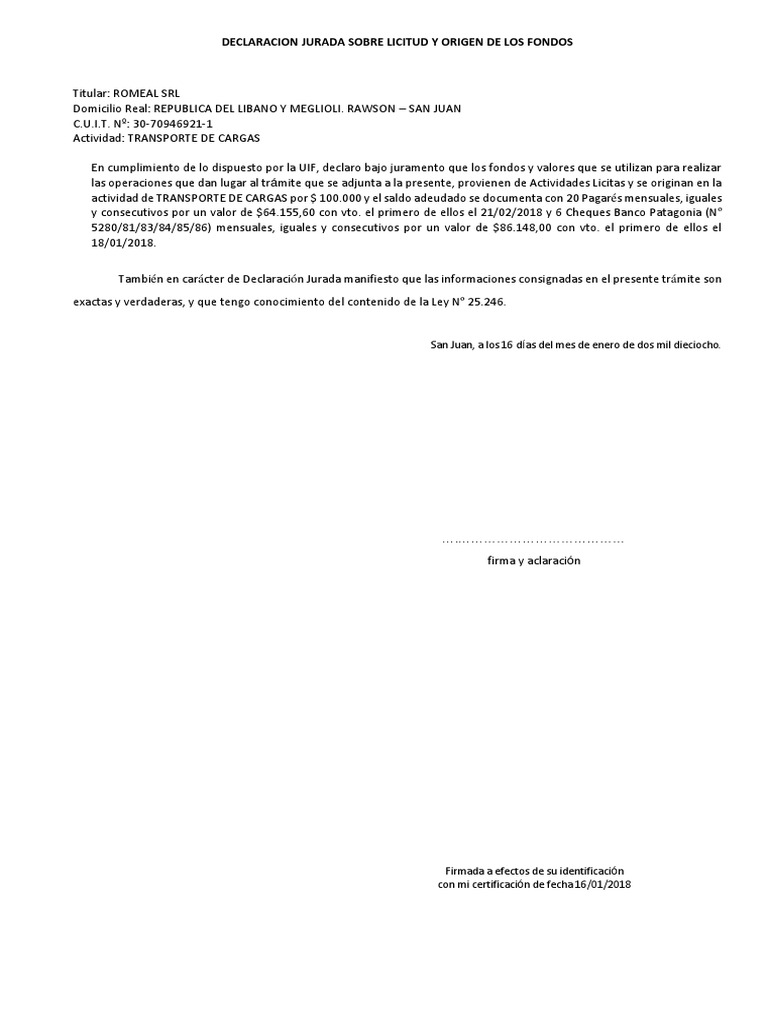 Modelo de Certificacion Origen de Los Fondos Rt37 | PDF | Contador ...