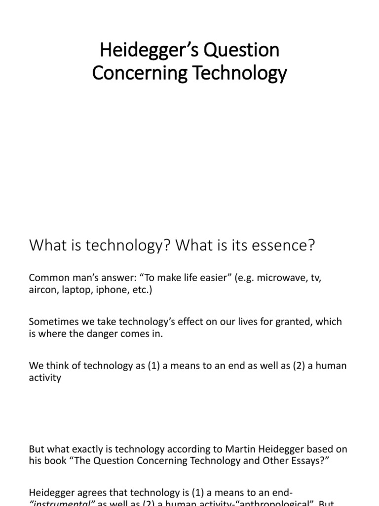 Heidegger's Question Concerning Technology | PDF | Metaphysics ...