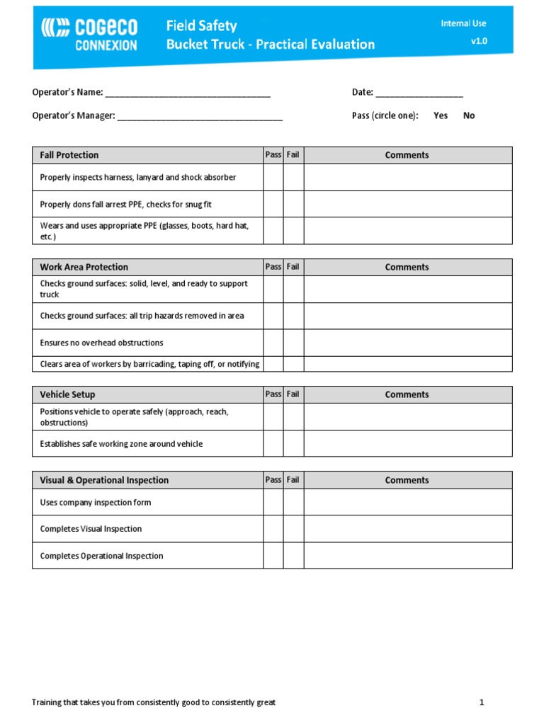 Field Safety - Bucket Truck Practical Evaluation | PDF | Safety