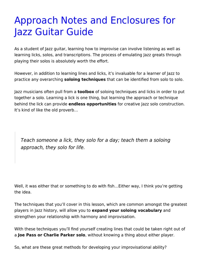 Approach Notes and Enclosure | PDF | Chord (Music) | Harmony