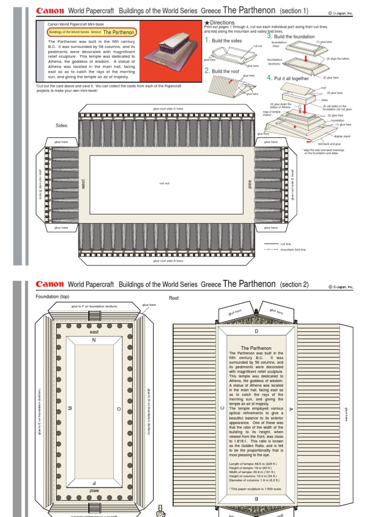 Parthenon Papercraft Model Instructions | PDF | Column | Art Media
